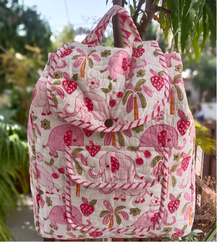 Pink Elly Backpack String tie – Sunflower Threads